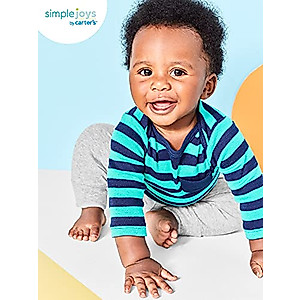 Simple Joys by Carter's Baby Boys' Cotton Pants, Pack of 4, Blue/Grey/White, 0-3 Months
