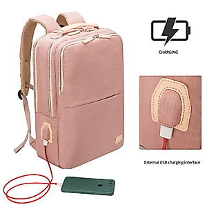 NOBLEMAN Backpack for women and man,Waterproof travel work Backpack, 15.6 Inch Laptop Backpack, Daypack, with USB (Pink Plus)