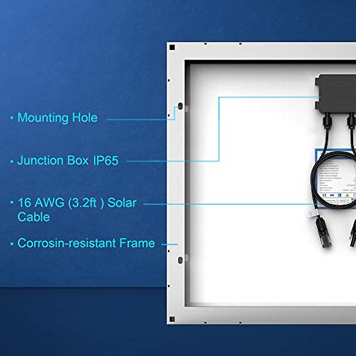 ACOPOWER 60 Watt 60W Polycrystalline Photovoltaic PV Solar Panel Module 12 Volt Battery Charging