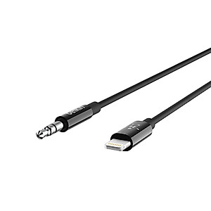 Belkin AV10172bt03-BLK 3.5mm Audio Cable With Lightning Connector, Black, Smartphone