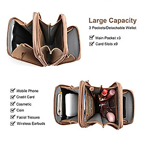 Borivilla Crossbody Cellphone Purse Women Touch Screen Bag RFID Blocking Wallet Handbag Shoulder Strap