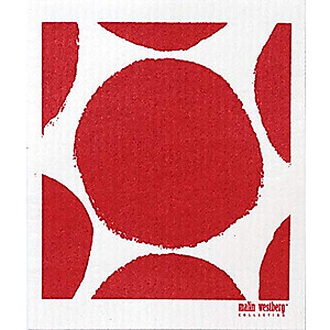 Trendy Tripper Swedish Dishcloths/Sponge Cloths - Packs of 4 Different Designs in RED (4 Red: Blommors/Cirkus/Fiddeli/Hearts)