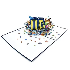 Teabug Cards Happy Birthday Pop Up 3D Greeting Card with Numbers (40th Blue)
