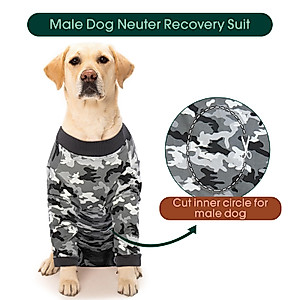 Kuoser Dog Surgery Suit Female Spay, Soft Dog Pajamas, Long Sleeve Dog Recovery Suit, Dog Clothes Onesie for Surgery, Pet Neuter Spay Bodysuit Apparel with Zipper, E-Collar & Cone Alternative