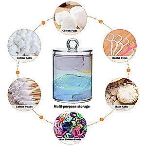 2 Pack Qtip Holder Organizer Dispenser Color Abstract Painting Marble Bathroom Storage Canister Cotton Ball Holder Bathroom Containers for Cotton Swabs/Pads/Floss