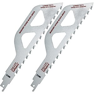 9-Inch Brick, Masonry, Aerated Concrete, Engineered Stone Cutting Reciprocating Saw Blade - Caliastro 2-Pack