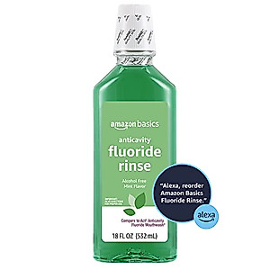 Amazon Basics Anticavity Fluoride Rinse, Alcohol Free, Mint, 18.00 Fl Oz (Pack of 4) (Previously Solimo)