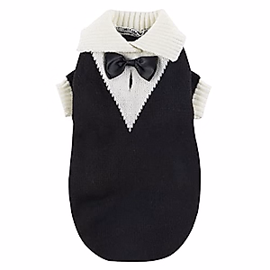 Dog Tuxedo Bow Tie Wedding Party Suit, Dog Wedding Clothes Sweater for Dogs X-Large (XL) Size 20" Back Length