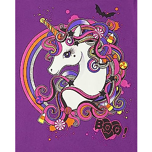 The Children's Place Girls' All Holidays Short Sleeve Graphic T-Shirts, Purple Halloween Unicorn, Medium