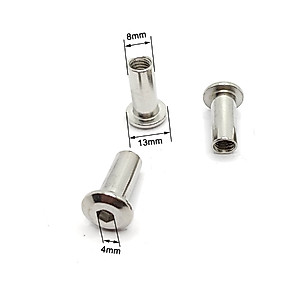 Screw Post Fit for 5/16 inch(8mm) Hole Dia, Male M6x20mm Female 18mm Hex Drive Binding Bolts for Leather Wood Furniture, Stainless Steel Silver 5 Sets