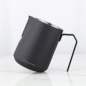 Easyworkz Espresso Steaming Pitcher Stainless Steel 20 oz Coffee Frothing Picther Milk Jug Cappuccino Latte Art Cup, Black