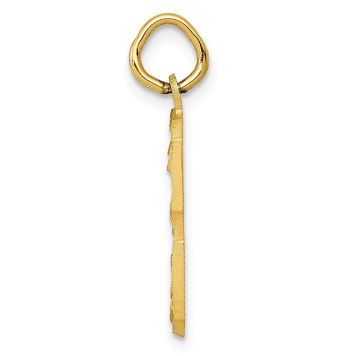 Solid 14k Yellow Gold Casted Medium Diamond-Cut Number 3 Charm Pendant - 22mm x 9mm