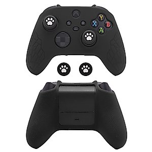 Xbox Series X Controller Skin, Anti-Slip Xbox Series S Silicone Skin, Ergonomic Soft Rubber Protective Case for Xbox Series S/X Controller with Thumb Grip Caps - All Black