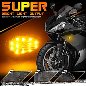 QUASCO Flush Mount Motorcycle Turn Signals Smoked Lens led Blinkers Compatible with Yamaha YZF R1 R3 R6 R6S FJ 09 FZ MT 07 09, Amber