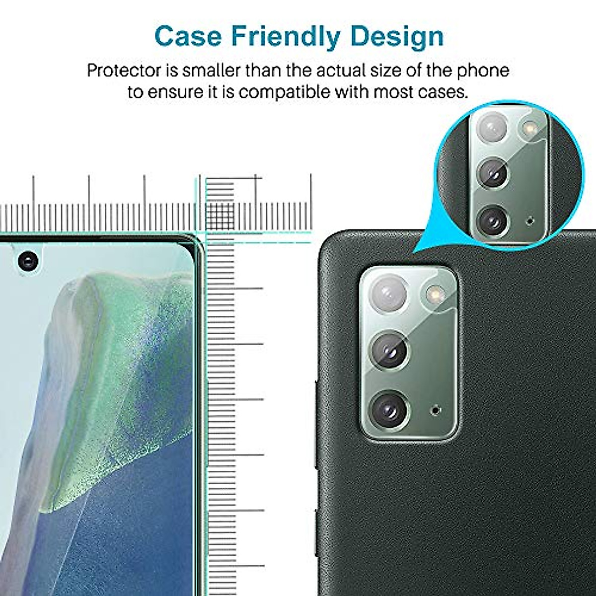 4 Pack LϟK 2 Pack Tempered Glass Screen Protector + 2 Pack Camera Lens Protector Compatible for Samsung Galaxy Note 20, New Version, Ultrasonic Fingerprint Supported, Installation Tray - Clear