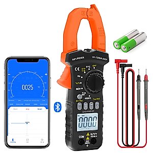 Wireless Bluetooth Clamp Meter, INFURIDER YF-7200APP 6000 Counts Auto-Ranging Digital Voltmeter Ammeter Measures DC AC Volt Amp Ohm Clamp on Multimeter with Capacitance,Temp,Diode Tester