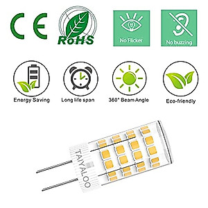 G4 LED Bulb 12V AC/DC 5W Equivalent to 40W Halogen Bulb, T3 JC Type Bi-Pin Base, Warm White 2700K G4 Bulb for Outdoor Landscape Lighting Deck Stair Step Path Paver Lights, Home Lighting, (6 Pack)