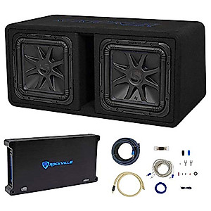 Kicker 44DL7S122 Dual 12" 3000w L7 Solo-Baric L7S Loaded Subwoofer Box+Amp+Wires