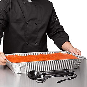 Durable Full Size Deep Aluminum Foil Roasting & Steam Table Pans – Perfect for Large Meal Prep – Includes FREE 3PCs Serving Utensils for Convenient Catering- 10 Ct
