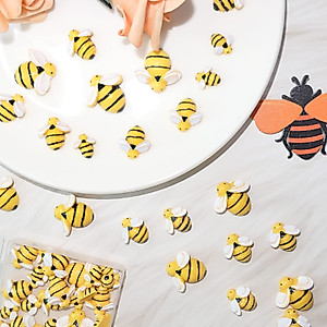 HADDIY Tiny Craft Bees,50 Pcs Small Plastic Resin Bumble Bee Decor for Embellishments and Bee Themed Birthday Party Table Decoration