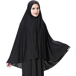 Ababalaya Women's Elegant Modest Muslim Islamic Ramadan Soft Lightweight Jersey Hijab Long Scarf,Black,XL