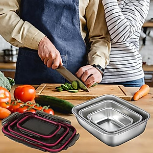 ATRDTO 3Pieces Stainless Steel Food Storage Container with Lids Airtight Metal Food Containers Stackable Meal Prep Leftover Containers for Freezer Fridge Oven Dishwasher Safe 20oz/50oz/64oz