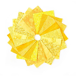 90 Pcs Fabric Strips Cute, Beautiful 100% Cotton Fabric Quilt, Width 5 inch Length 5 inch, Gift It's All Yellow pre-Cut Charm Pack Squares, DIY Blanket