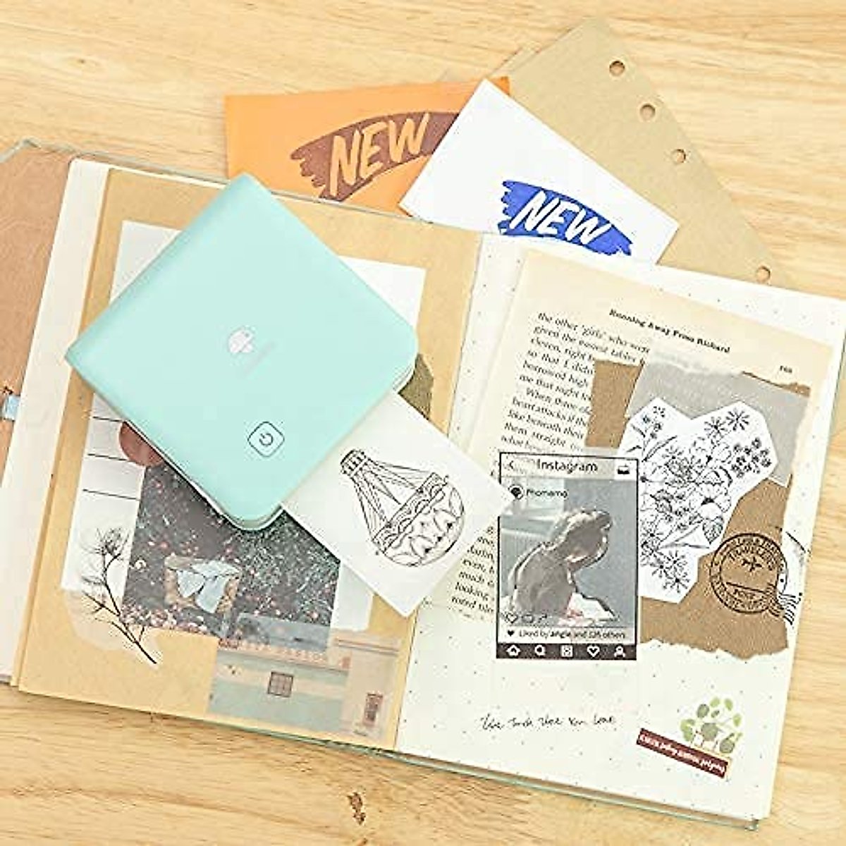 Phomemo M02 Pro Pocket Printer - with 3 Rolls Transparent Gold Paper， Compatible with iOS + Android for Plan Journal, Study Notes, Art Creation, Work, Gift