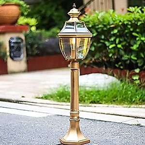 MODEBHD European Victoria Decoration Glass Lantern Outdoor Pillar Lamps Column Light Waterproof Table Lamp Lawn Garden Lights Aluminum Street Post Light Courtyard Garden Terrace E27