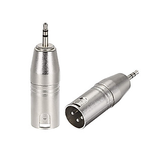 uxcell XLR Male to 1/8 inches Male TRS Adapter,Gender Changer - XLR-M to 3.5mm Coupler Adapters,Microphones Plug in Audio Connector,Mic Male Plug,2pcs