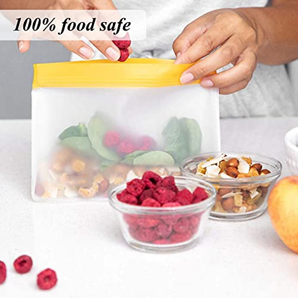 Food Storage Bags,6 Packs Reusable Freezer Bags Leakproof,BPA Free PEVA Reusable Gallon Bags,Sandwich Bags,Snack Bags