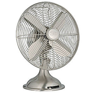 HUNTER 90400 Retro Table Fan, 12", Brushed Nickel