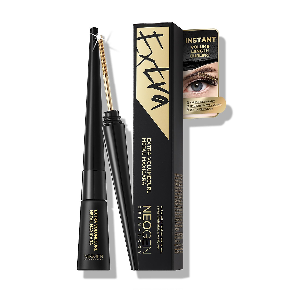 NEOGEN Innovative Sensational Hygienic Washable Extra Slim Metal Mascara (Volume, Black)