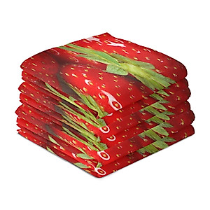 senya Kitchen Towels 4 Pack Kitchen Dish Towels Reusable Cleaning Cloths Strawberry Absorbent Tea Towels Machine Washable Hand Towels