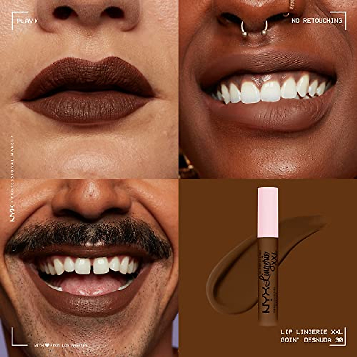 NYX PROFESSIONAL MAKEUP Lip Lingerie XXL Matte Liquid Lipstick - Goin Desnuda (Chocolate Brown)