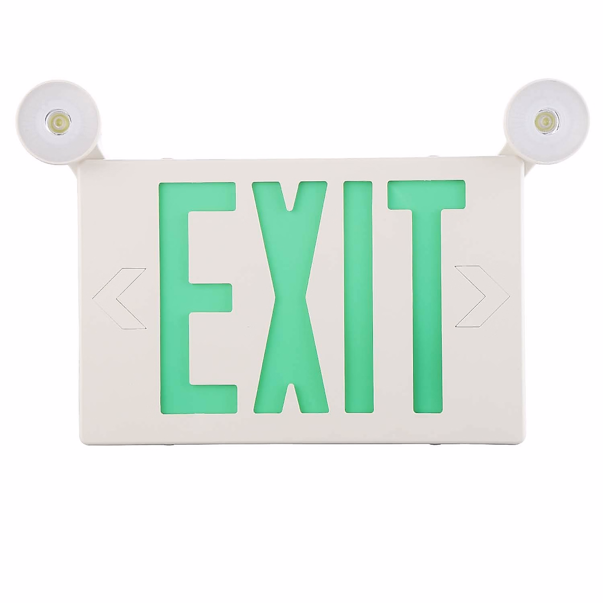 EXITLUX 1 Pack Green Led Exit Sign with Emergency Lighting Battery Backp -Two LED Adjustable Head -120V/277V-UL Listed-Exit Lighting -Dual LED Lamp ABS Fire Resistance for Power Failure.
