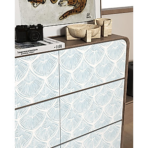 Modern Peel and Stick Wallpaper 17.3''×78.8'' Self Adhesive Wallpaper Blue and White Decorative Contact Paper Boho Removable Wall Paper for Bedroom Waterproof Wallpaper Bathroom Cabinets Decor Vinyl