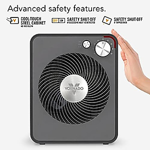 Vornado VMHi300 Whole Room Metal Space Heater, Mechanical Thermostat, Advanced Safety, Storm Gray