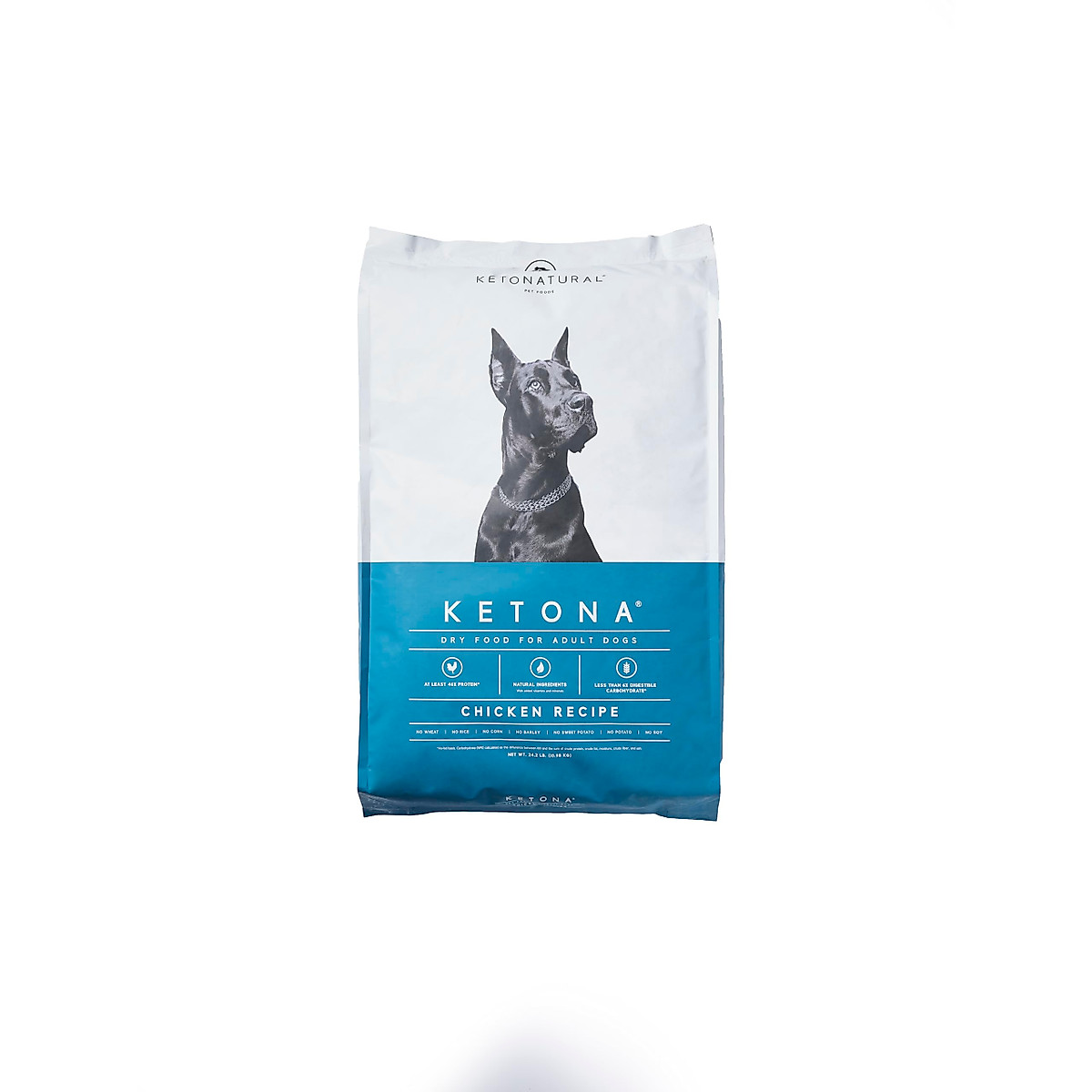 Ketona Chicken Recipe Adult Dry Dog Food, Natural, Low Carb (Only 5%), High Protein (46%), Grain-Free, The Nutrition of a Raw Diet with The Cost and Convenience of a Kibble; 24.2lb