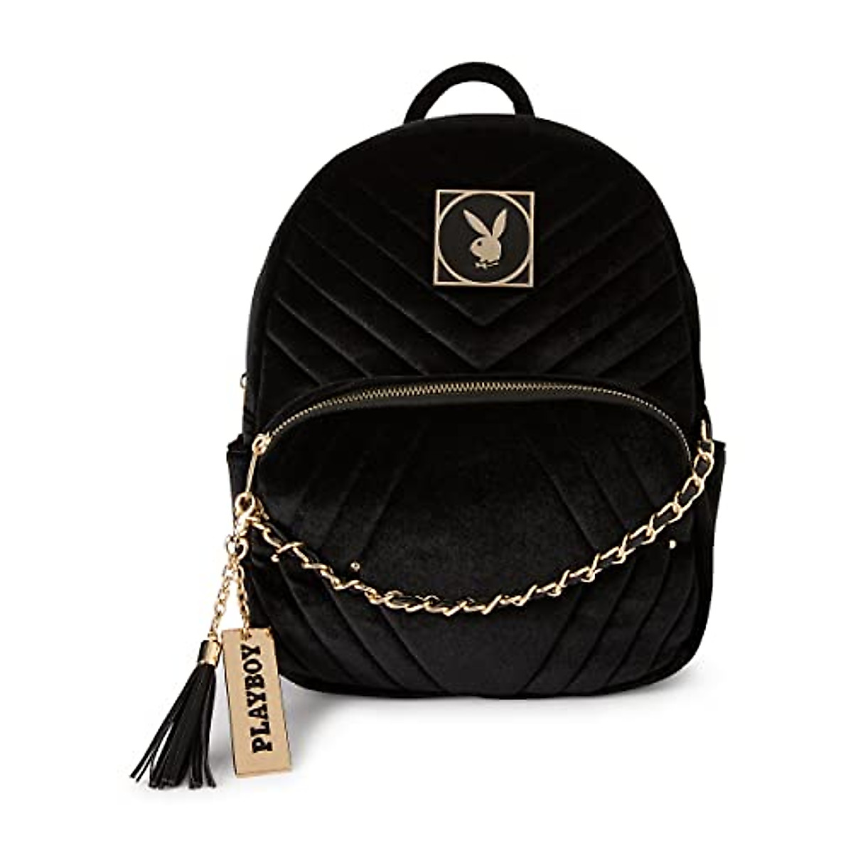 Spencer Gifts Black Velvet Playboy Mini Backpack | Officially licensed | Adjustable straps | Large front pocket | Fully lined | Zipper closure | Spot clean | Imported