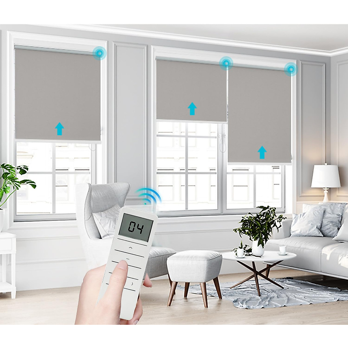 HUIYEETEX 15 Channel Blind Controller - DC2702 Wireless Control for Motorized Roller Shades, RF 433.92 Wall Control Emitter