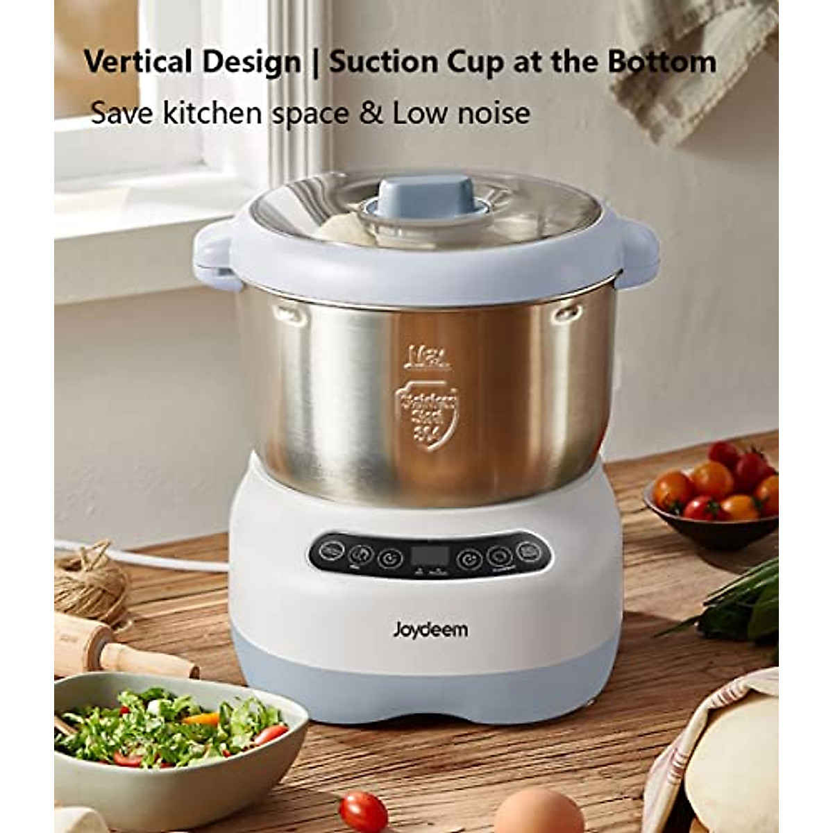 Joydeem Electric Dough Maker with Ferment Function, Microcomputer Timing, Face-up Touch Panel, 6.6Qt, 304 Stainless Steel, JD-HMJ7L