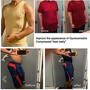 MOLUTAN Mens Compression Shirt Slimming Body Shaper Vest Sleeveless Waist Traner Workout Tank Top Tummy Control Shapewear (Black, tank, X-Large-XX-Large)