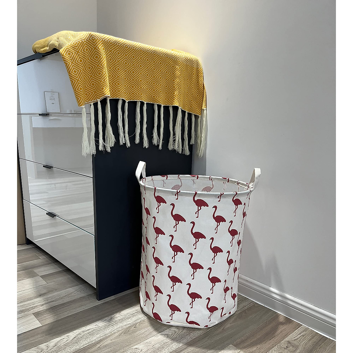 CLOCOR 2 Pack Storage Bins,Canvas Laundry Baskets,Storage Basket-Round Gift Basket with Handles for Toys,Laundry,Baby Nursery,Toy Organizer