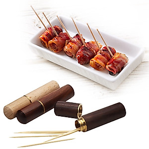 ATEN 3 Pack Portable Wood Toothpick Holder | Mini Toothpick box Pocket | Needle Box Pocket Case(Ebony/ Rosewood/ Beech)