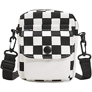Checkered Bag,Girl's Canvas Shoulder Bag,Trendy Crossbody Handbags,Small Square Bag, Mini Tote Bags