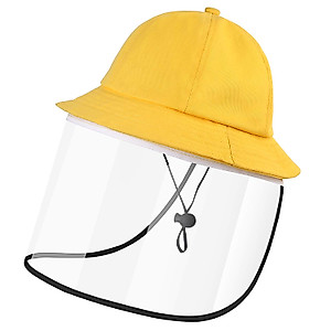 Kids Sun Hats with Removable Full Face Visor,Anti-dust UV Protective Bucket Hat Yellow