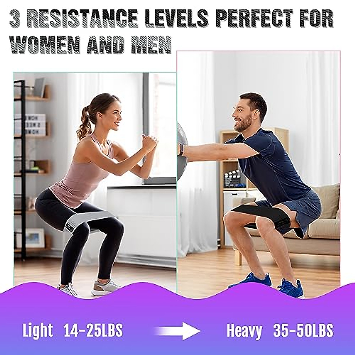 KANGFITER Fabric Resistance Bands for Working Out, 3 Level Non-Slip Booty Bands for Women and Men, Loop Exercise Bands Set for Leg and Glutes, Hip Elastic Bands for Home and Gym Fitness, Yoga, Pilates