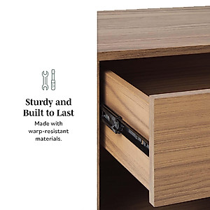 Walker Edison Mid-Century Modern 1-Drawer Nightstand Bedroom Storage Drawer and Shelf Bedside End Table, 21 Inch, Set of 2, Mocha