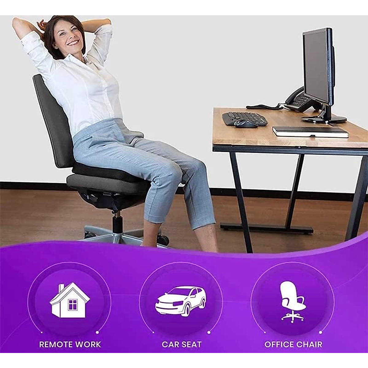 Adalion Large Seat Cushion For Long Sitting And Lasting Comfort, Upgraded THICK Gel&Memory Foam For Tailbone Pain Relief, Office Cooling Honeycomb Pad Great For Wheelchair, Sciatica&Coccyx And Driving